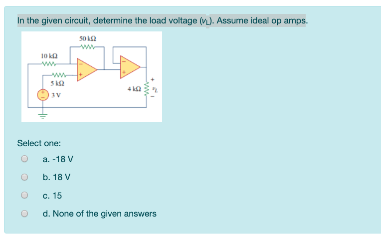 Solved In the given circuit, determine the load | Chegg.com