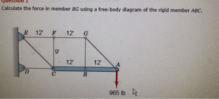 Solved Calculate the force in member BG using a free-body | Chegg.com