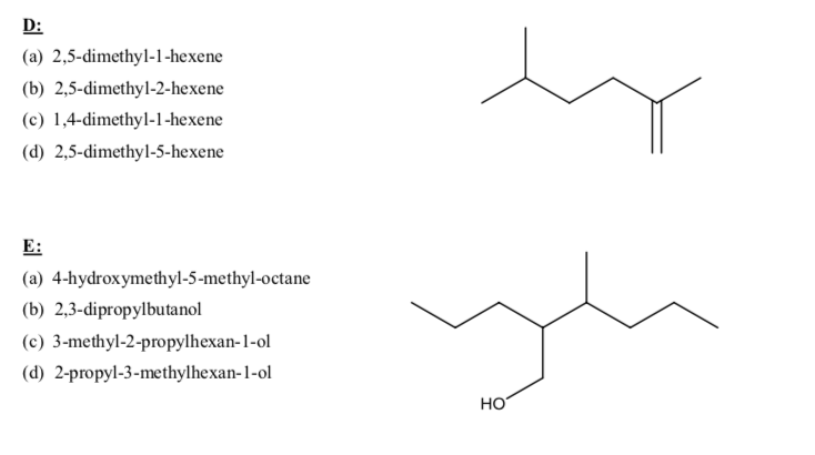 Solved Identify the correct IUPAC names for each of the | Chegg.com
