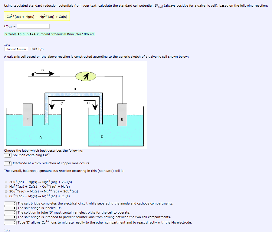 Solved Using tabulated standard reduction potentials from | Chegg.com