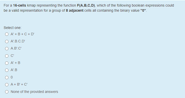 Solved For a 16-cells kmap representing the function | Chegg.com