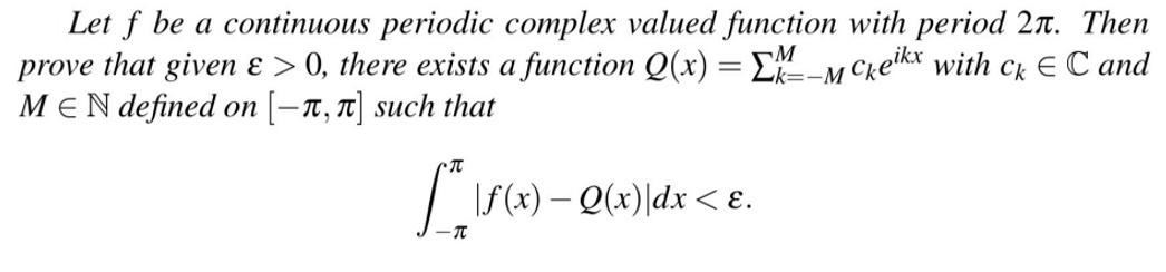 Solved Let f be a continuous periodic complex valued | Chegg.com