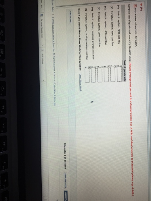 Solved Problem 8-6 (Part Level Submission) Blossom Company | Chegg.com