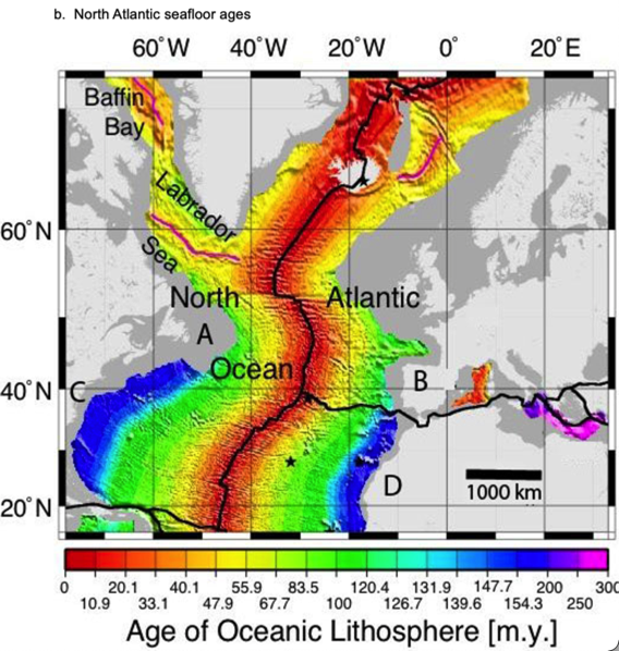 Solved a) Calculate the average rate of seafloor spreading | Chegg.com
