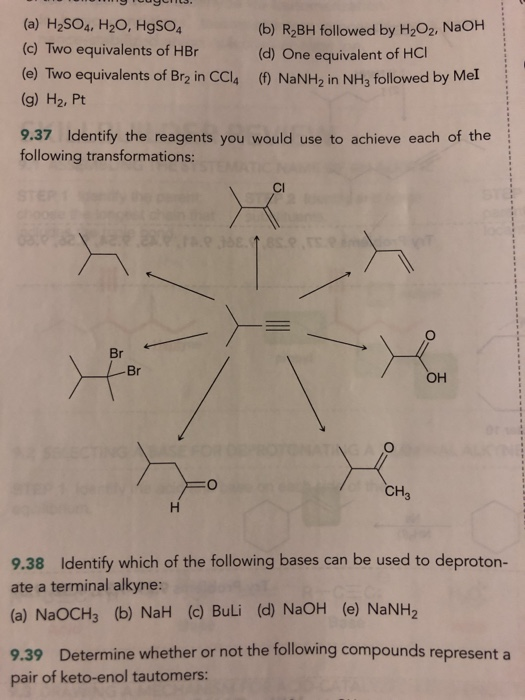 Solved (a) H2SO4, H2O, HgSO4 (c) Two equivalents of HBr (e) | Chegg.com