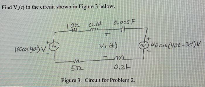 Solved Find VX(t) in the circuit shown in Figure 3 below. | Chegg.com