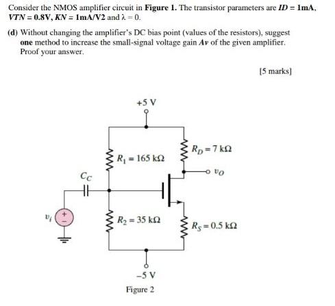 Solved Consider the NMOS amplifier circuit in Figure 1. The | Chegg.com