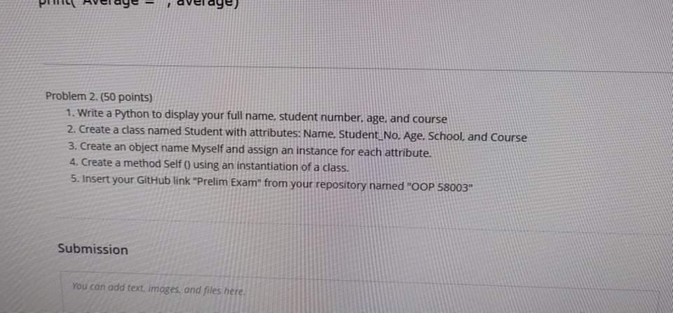 Solved Problem 2. (50 points) 1. Write a Python to display | Chegg.com