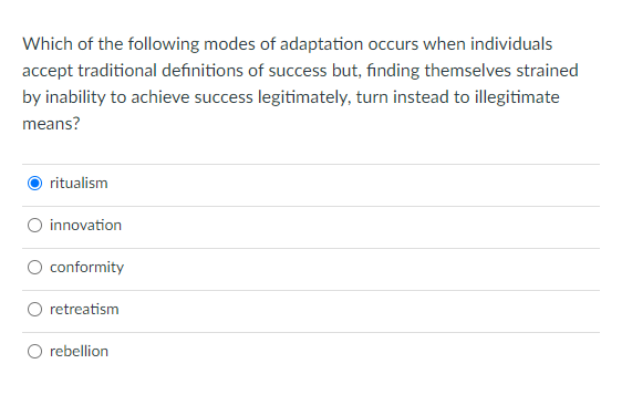 Solved Which of the following modes of adaptation occurs | Chegg.com