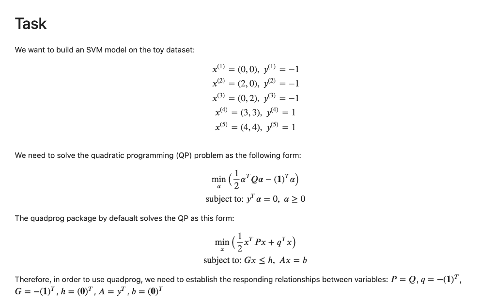 import quadprog import numpy as np # The helper | Chegg.com