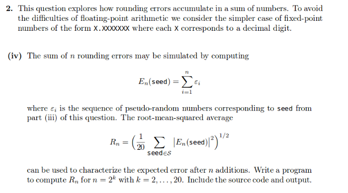 2. This question explores how rounding errors | Chegg.com