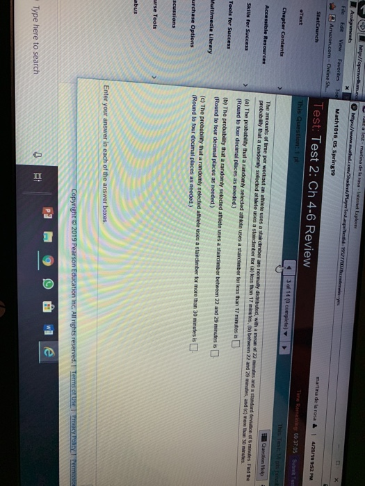 Solved Test: Test 2: Ch 4-6 Review probability that a | Chegg.com