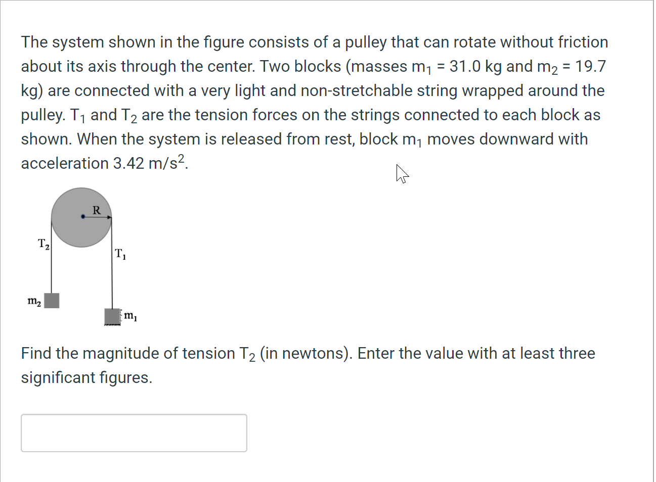 Solved The system shown in the figure consists of a pulley | Chegg.com