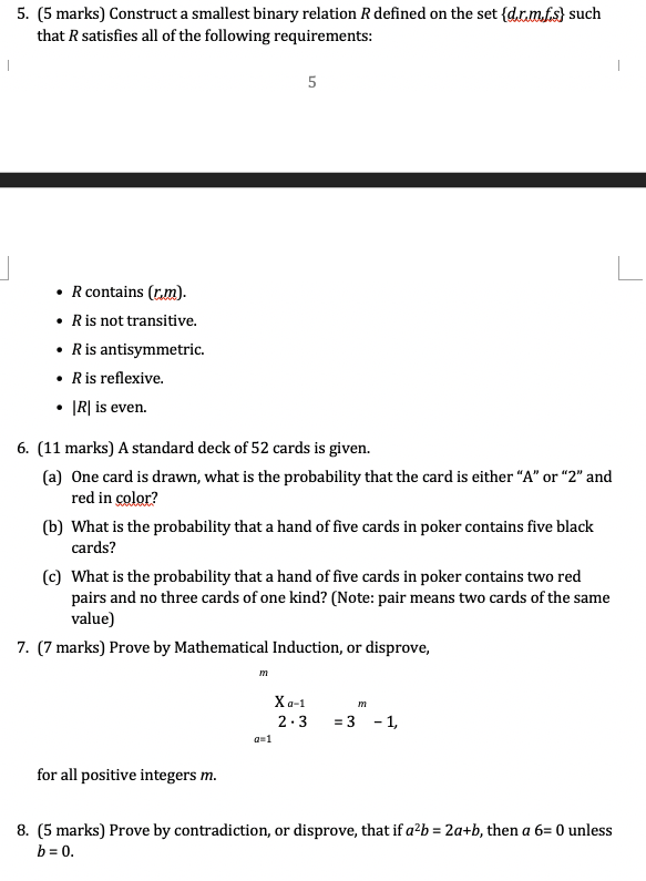 Solved 5. (5 marks) Construct a smallest binary relation R | Chegg.com