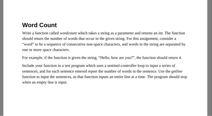 Solved Word Count Write a function called wordcount which | Chegg.com