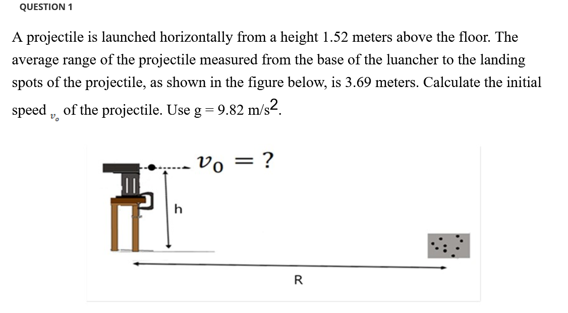 Solved A projectile is launched horizontally from a height | Chegg.com