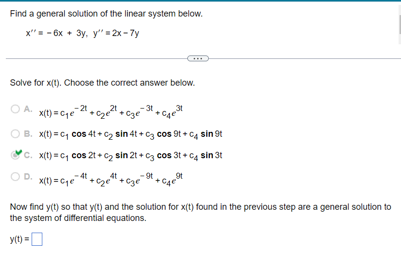 Solved Find a general solution of the linear system below. | Chegg.com