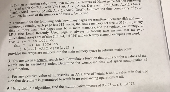 Solved 1. Design a function (algorithm) that solves the | Chegg.com