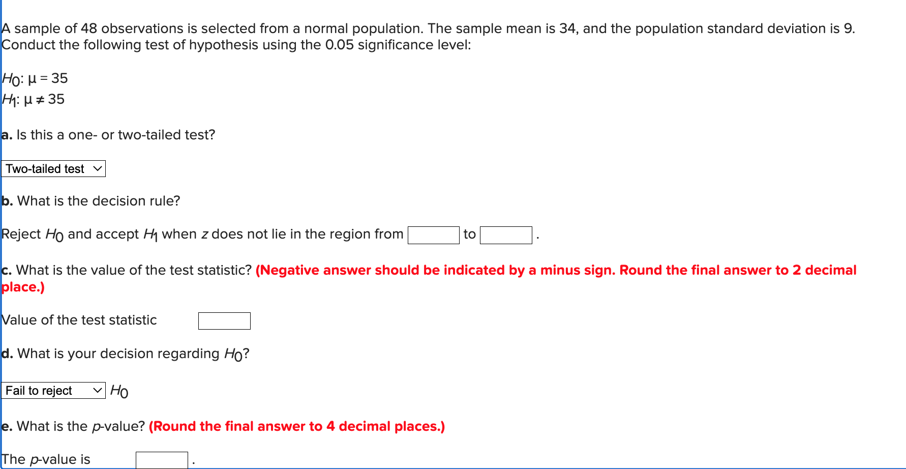 Solved A sample of 48 observations is selected from a normal | Chegg.com