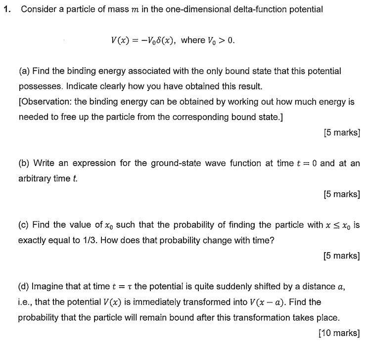 Solved 1. Consider a particle of mass m in the | Chegg.com