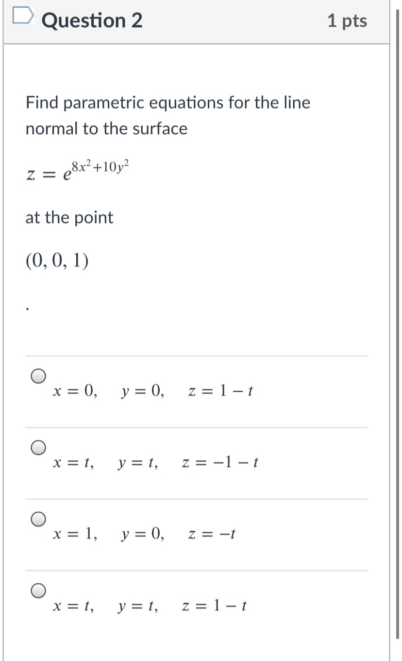 Solved Find parametric equations for the line normal to the | Chegg.com