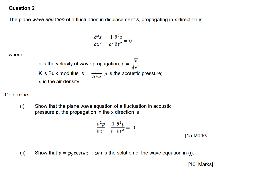 Solved Question 1 A plane progressive wave travelling in the | Chegg.com