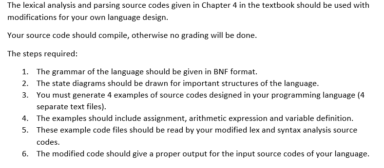 The lexical analysis and parsing source codes given | Chegg.com