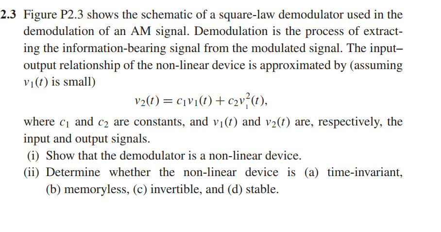 Solved 2.3 Figure P2.3 shows the schematic of a square-law | Chegg.com