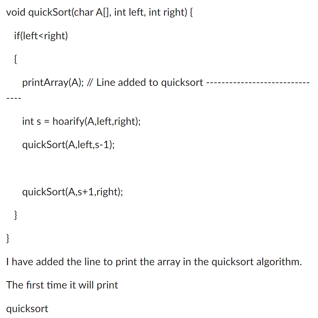 Solved I have added the line to print the array in the | Chegg.com