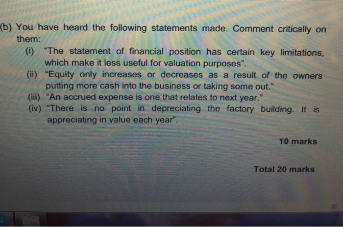 Solved You have heard the following statements made. Comment | Chegg.com