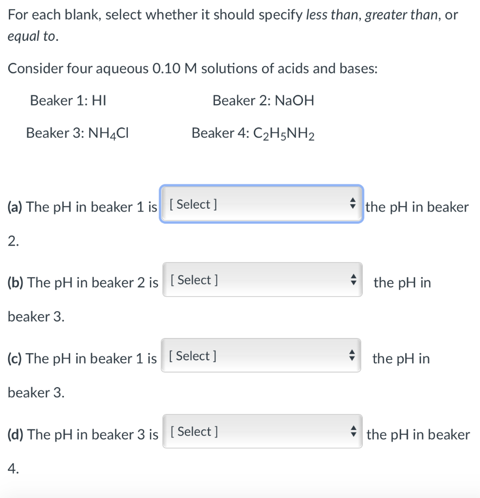 Solved For each blank, select whether it should specify less | Chegg.com
