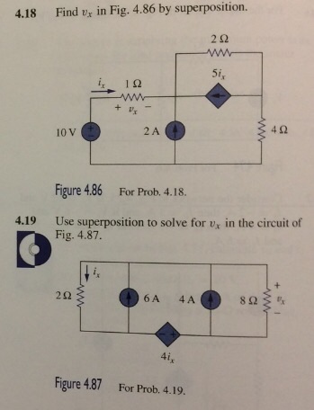 Solved 4.18 Find vx in Fig. 4.86 by superposition. 2Ω 5i 1Ω | Chegg.com