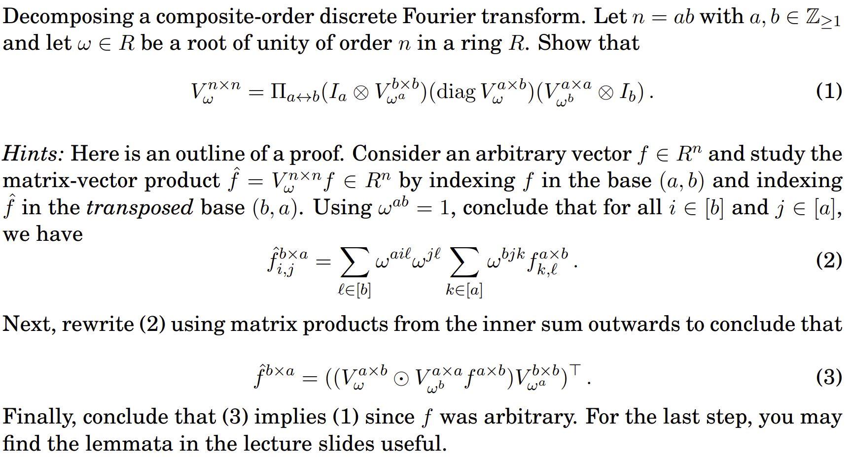 Solved Decomposing a composite-order discrete Fourier | Chegg.com