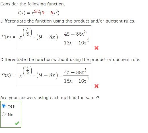 Solved Consider the following function. f(x)=x5/2(9−8x3) | Chegg.com