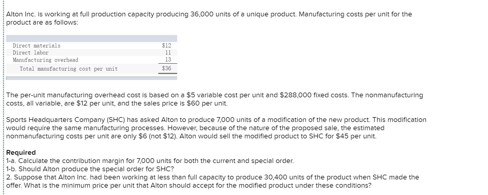 Solved Alton Inc. is working at full production capacity | Chegg.com