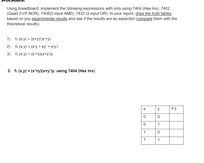 Solved Using Breadboard Implement The Following Expressions 