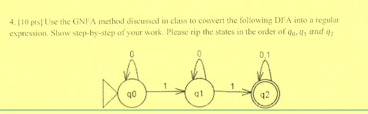 Solved 4. [10pts] Use the GNF A method discussed in class to | Chegg.com