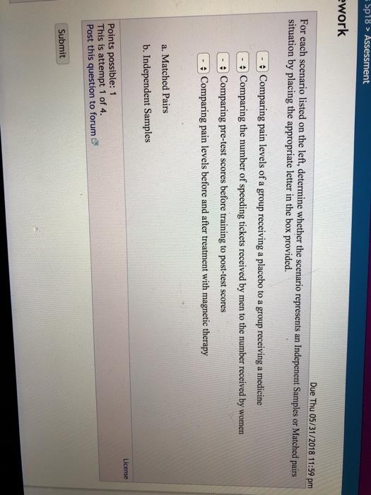 Solved Sp18> Assessment work For each scenario listed on the | Chegg.com