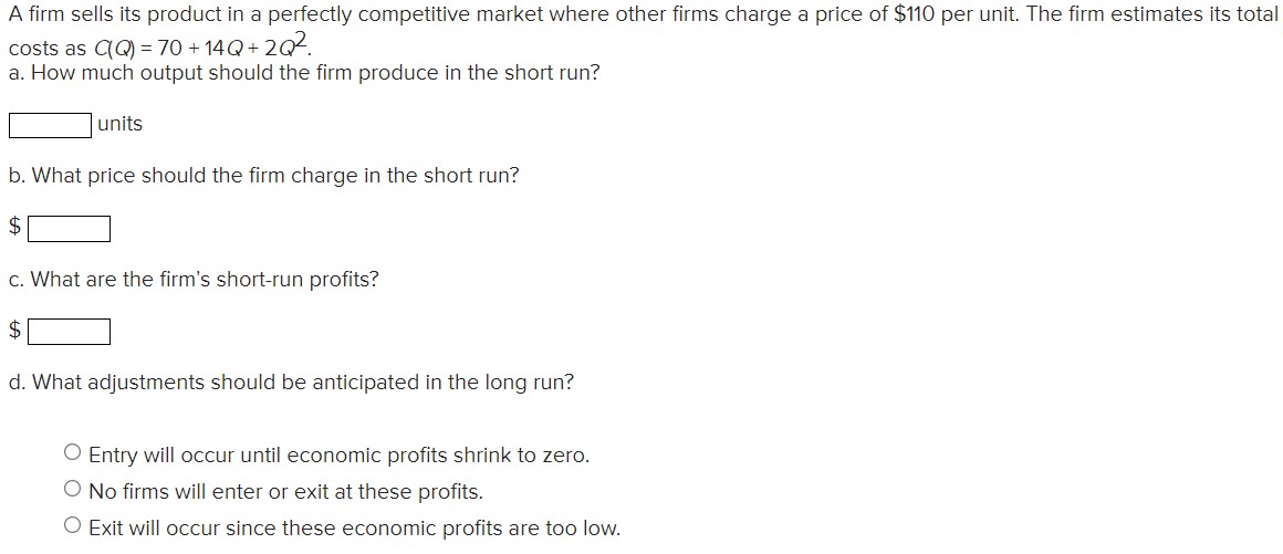 Solved A firm sells its product in a perfectly competitive | Chegg.com