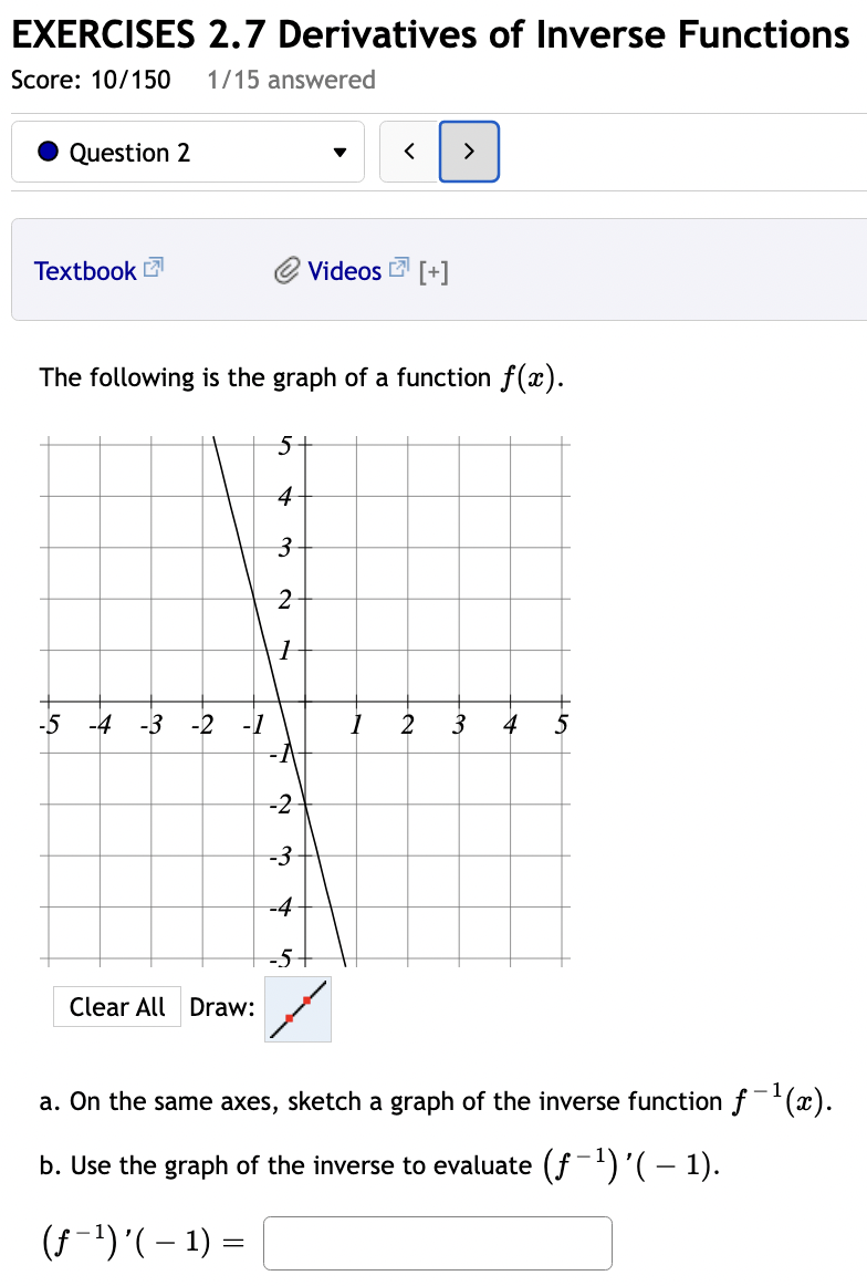 Solved EXERCISES 2.7 Derivatives of Inverse Functions Score: | Chegg.com