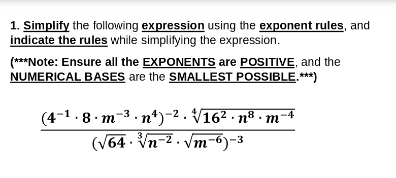Solved 1. Simplify the following expression using the | Chegg.com