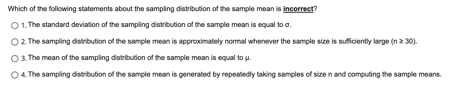 Solved Which of the following statements about the sampling | Chegg.com