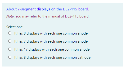 Solved About 7-segment displays on the DE2-115 board. Vote: | Chegg.com