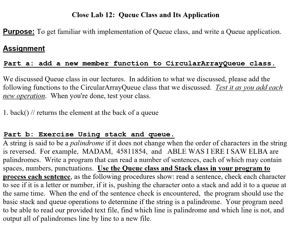 Close Lab 12 Queue Class And Its Application 4357