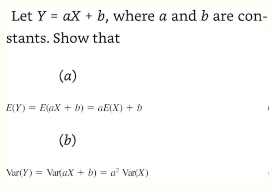 Solved Let Y = ax + b, where a and b are con- stants. Show | Chegg.com