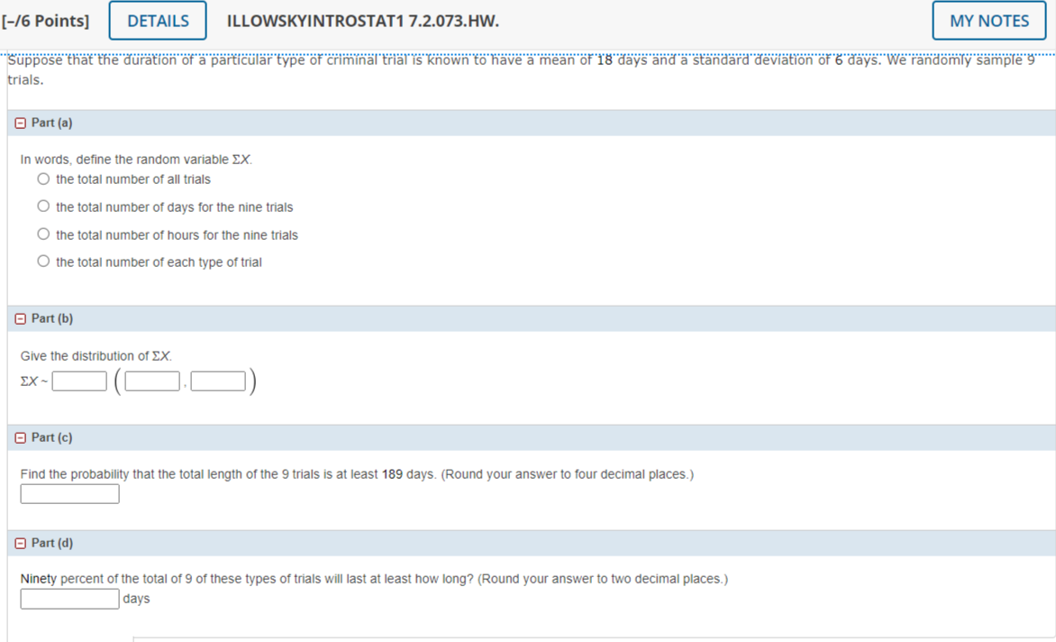 Solved [-16 Points] DETAILS ILLOWSKYINTROSTAT1 7.2.073.HW. | Chegg.com