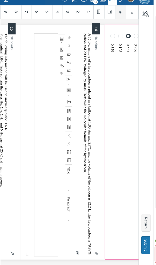 Solved 0.956 0.563 0.108 0.329 4 10 points A 15.0-g sample | Chegg.com