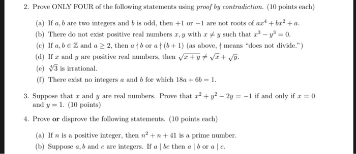 Solved for items on #2 use proof by contradiction | Chegg.com