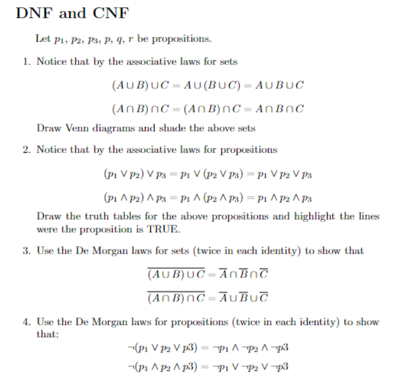 Solved 1. Notice that by the associative laws for sets | Chegg.com