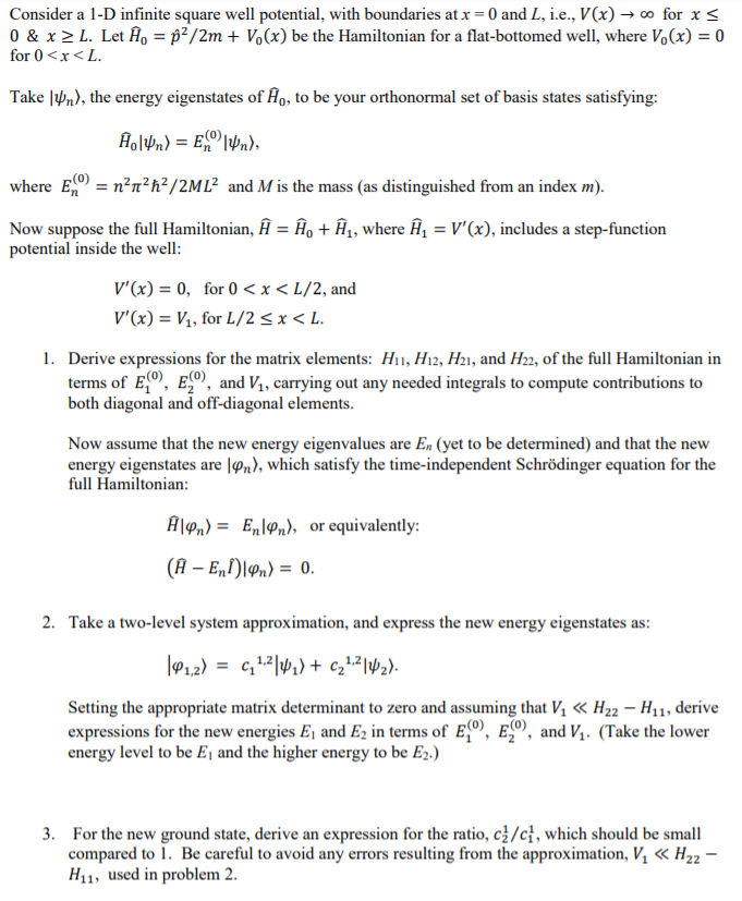 Solved Consider a 1-D infinite square well potential, with | Chegg.com